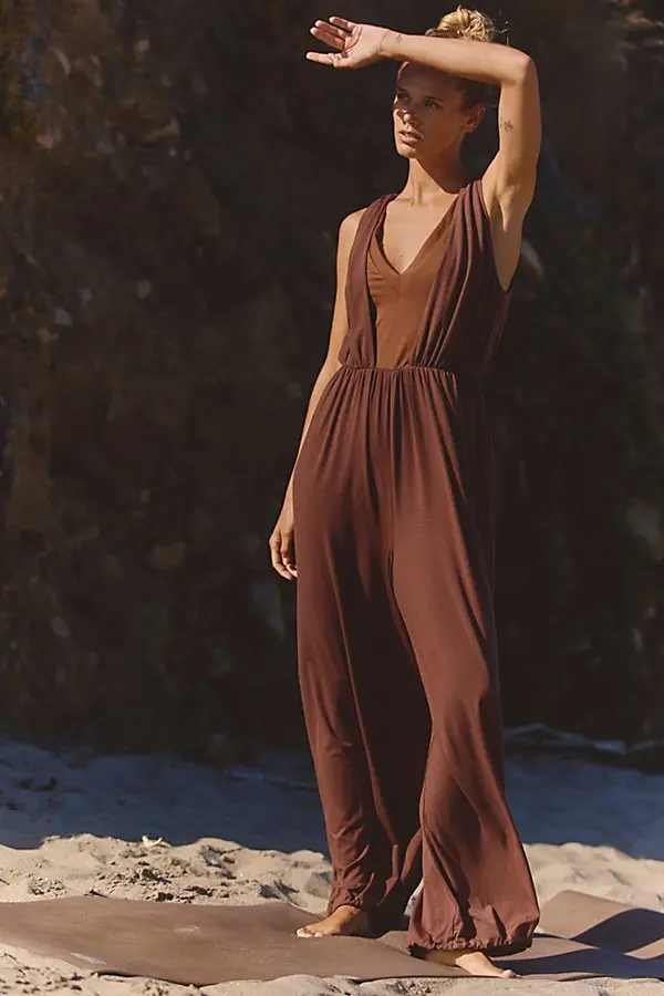 Free People Breezy Day One Piece In Black Walnut - 66% Off